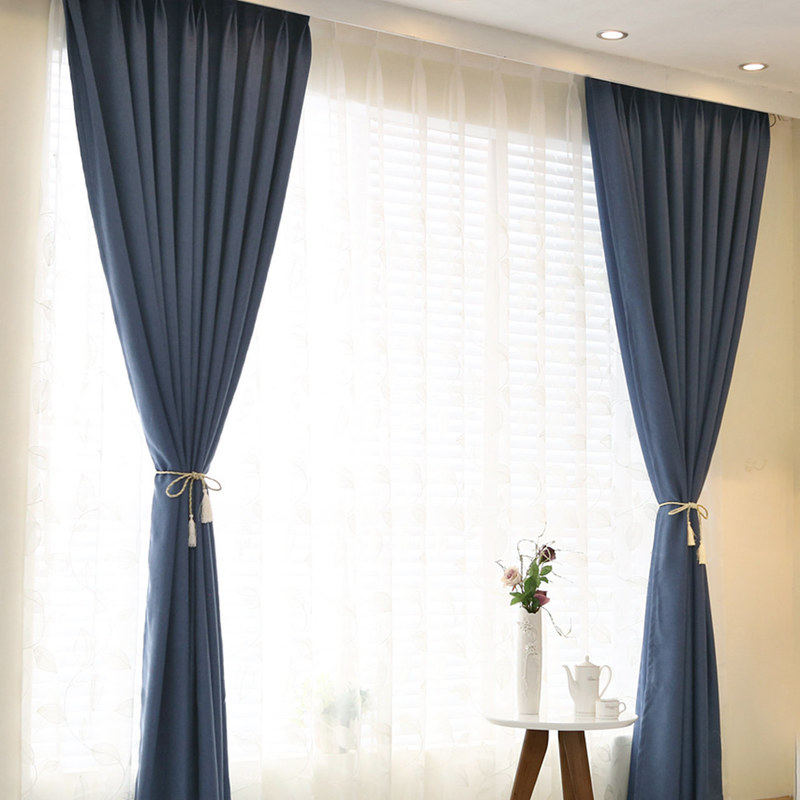 Subtle Spring Neptune Dark Blue Curtain