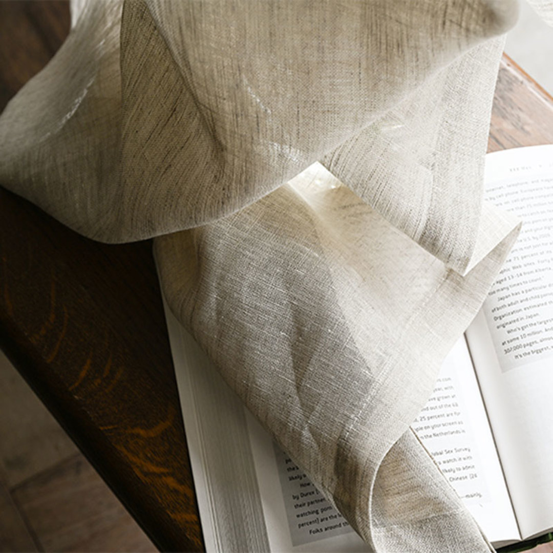 Zen Garden Pure Flax Linen Natural Colour Sheer Curtain