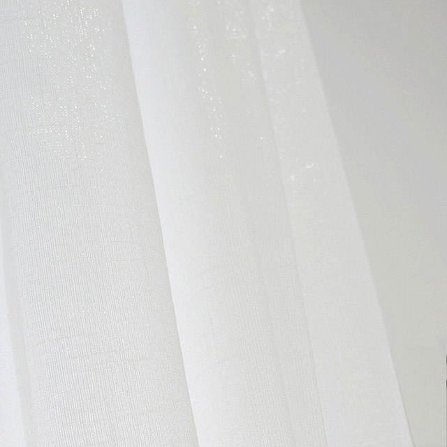 Subtle Silver Textured Sheen White Sheer Curtain