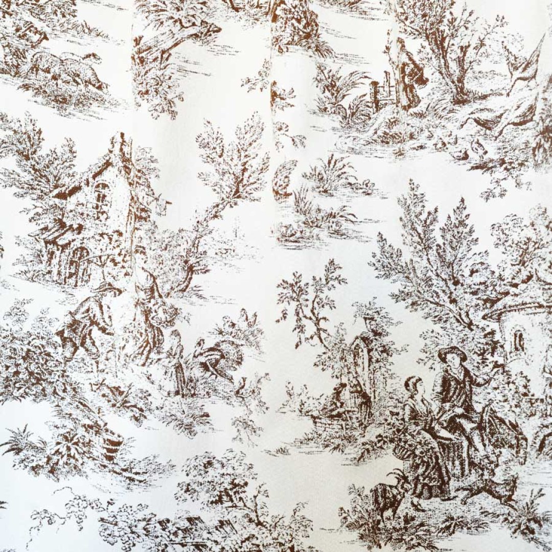 Amour Pastorale Brown Toile de Jour Chenille Curtains
