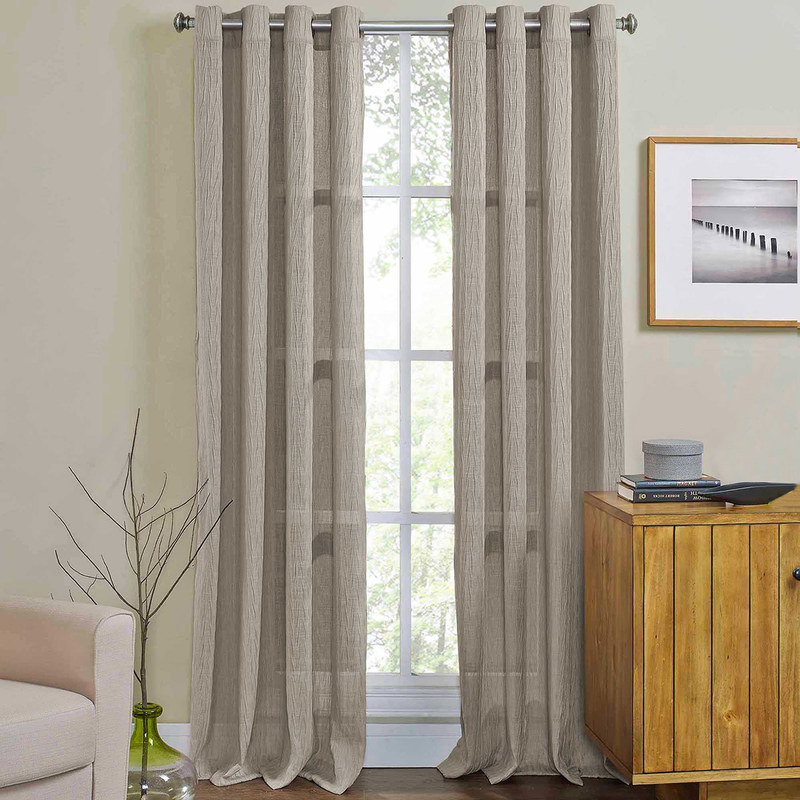 Candy Crushed Voile Curtain Pastle Light Grey Colour