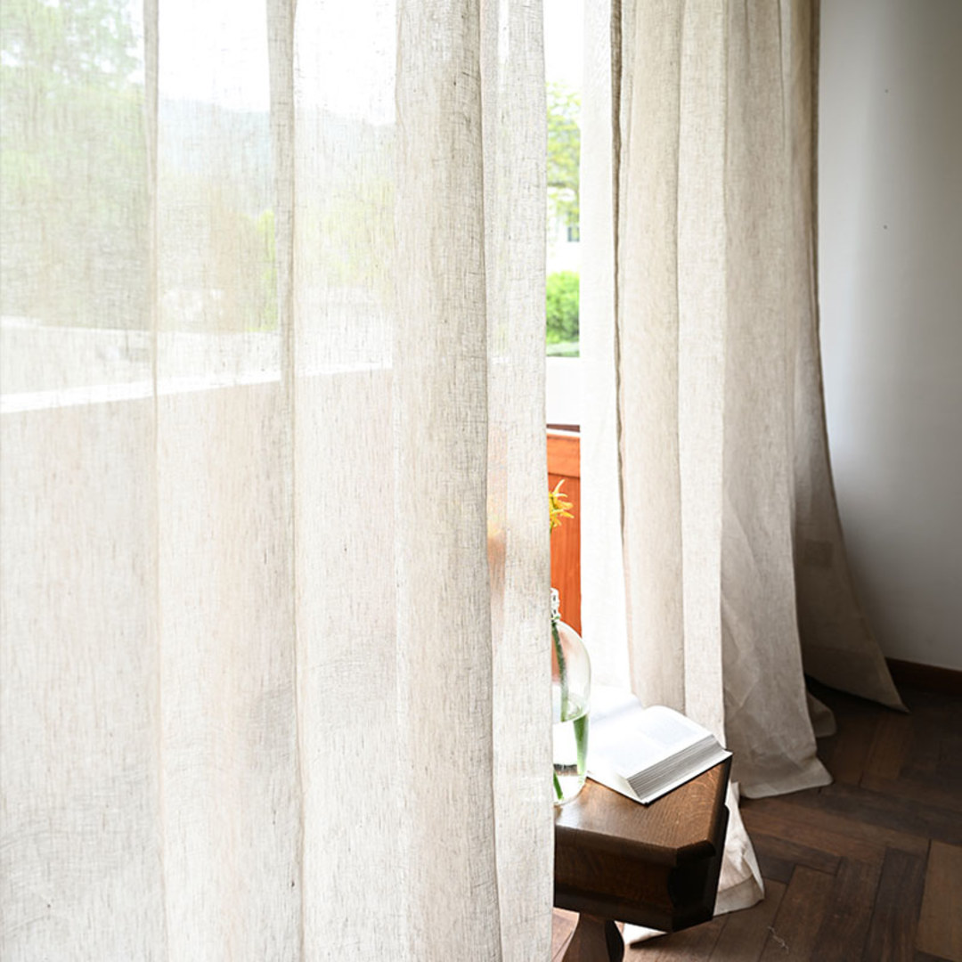 Zen Garden Pure Flax Linen Natural Colour Sheer Voile Curtain