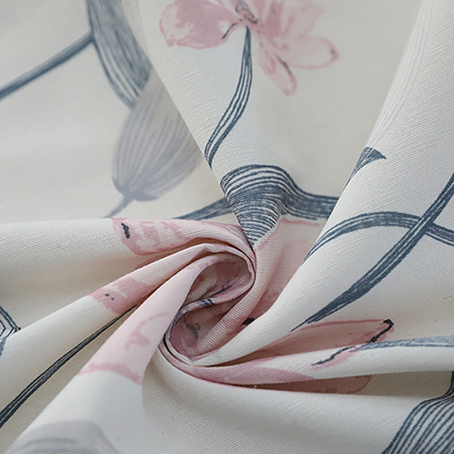 Spring Bloom Pink Floral and Foliage Print Curtains