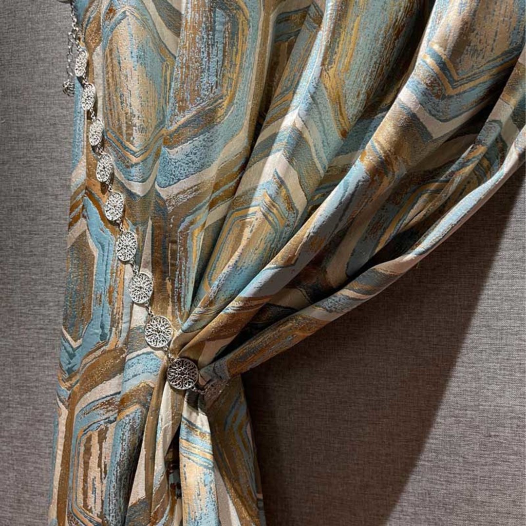 Honeycomb Luxury Jacquard Hexagon Geometric Turquoise Blue & Metallic ...