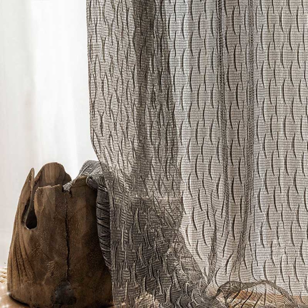 Mermaid Mesh Textured Gray Sheer Net Curtain