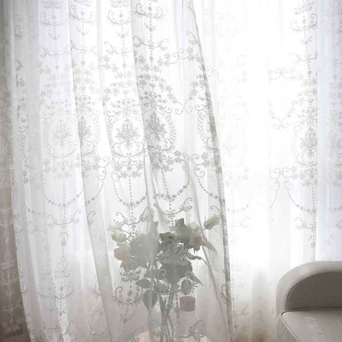 Royal Embroidered White Voile Curtain