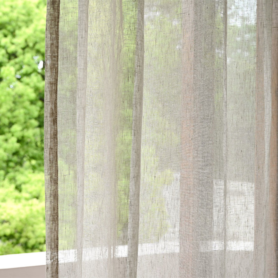 Zen Garden Pure Flax Linen Natural Colour Sheer Voile Curtain