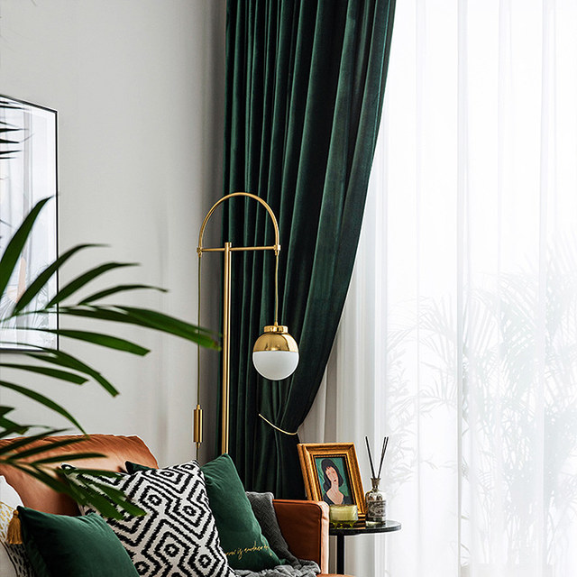 Premium Deep Forest Emerald Green Velvet Curtain