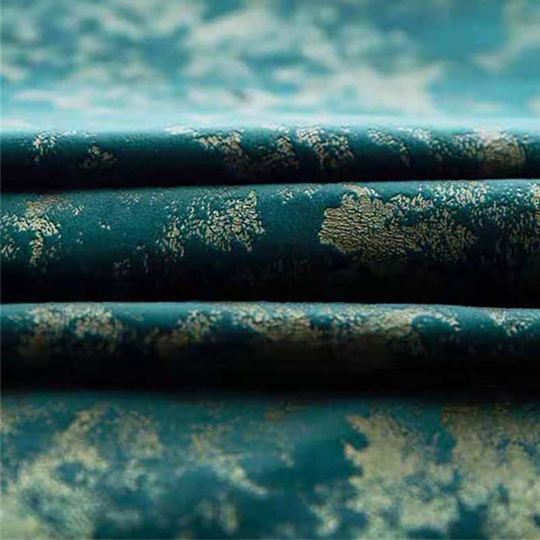 Simply Shine Dark Green Metallic Gold Textured Velvet Curtain