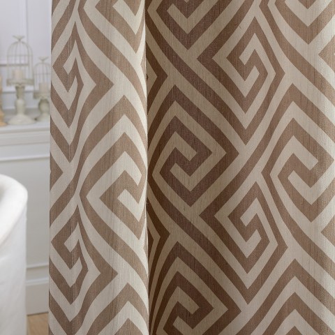 Greek Key Light Brown Curtain | Voila Voile®