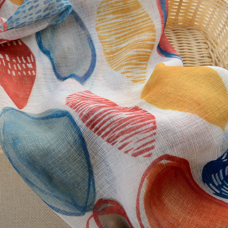 Infinity Red Modern Geometric Sheer Curtain