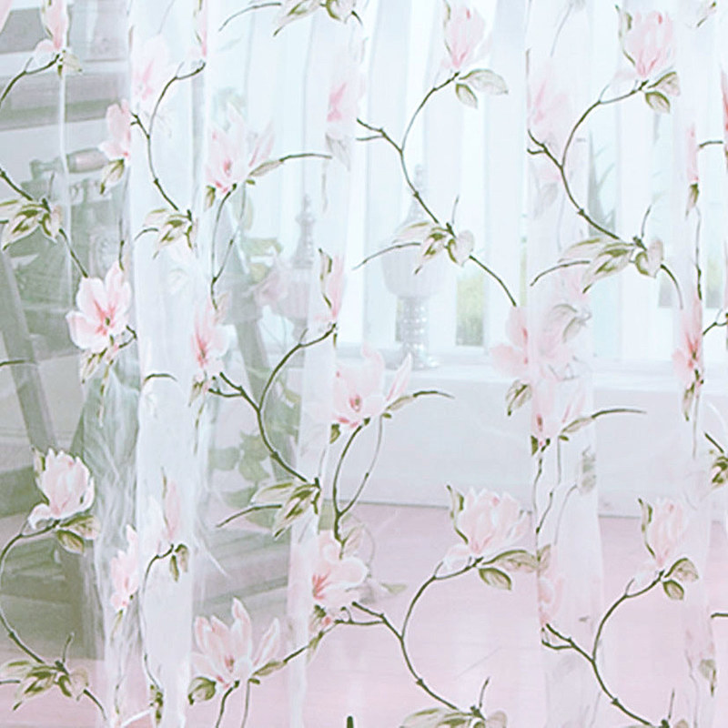 Morning Flower Pink Sheer Curtain