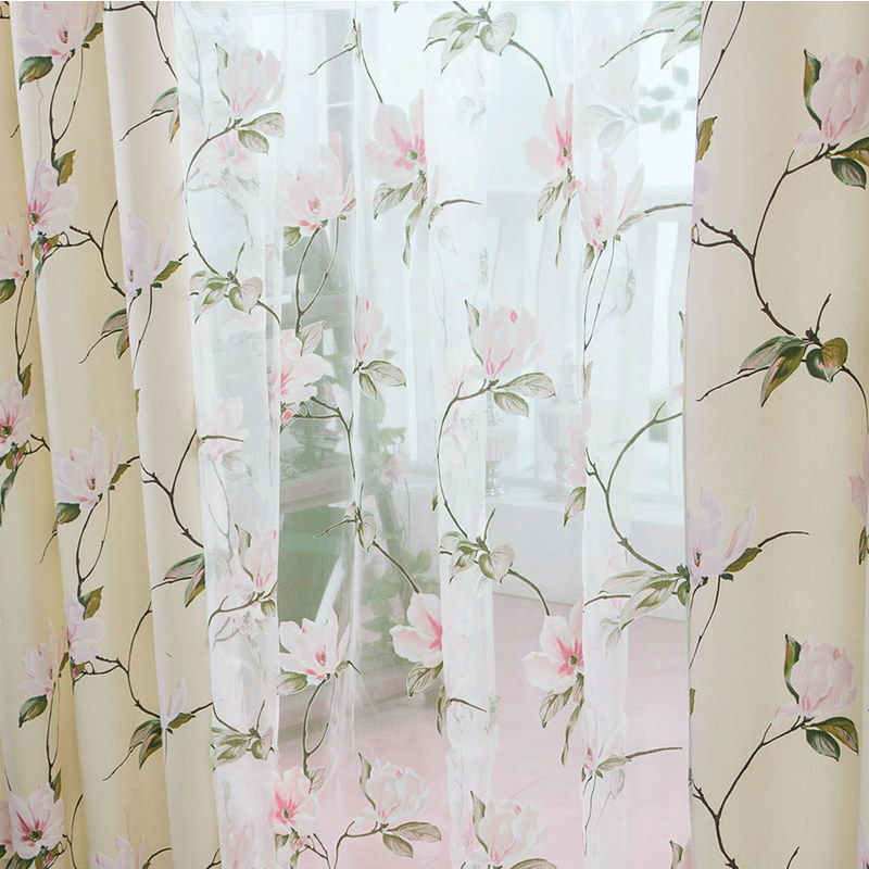 Morning Flower Pink Sheer Curtain