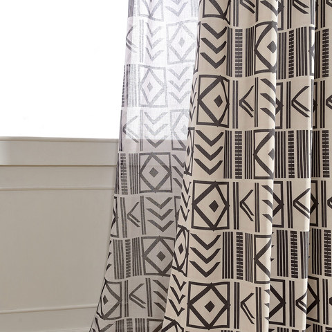 The City Sketch Black Modern Geometric Sheer Curtain
