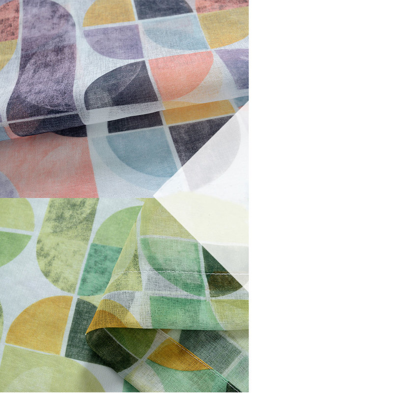 Vigor Multi Color Mid Century Modern Purple Geometric Linen Sheer Curtains