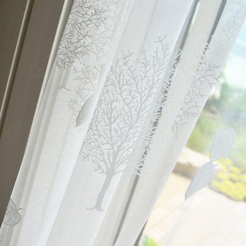 Woodland Walk White Tree And Leaf Jacquard Sheer Net Curtains | Voila ...
