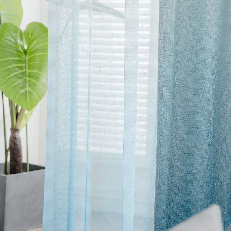The Perfect Blend Textured Ombre Turquoise Blue Sheer Curtain