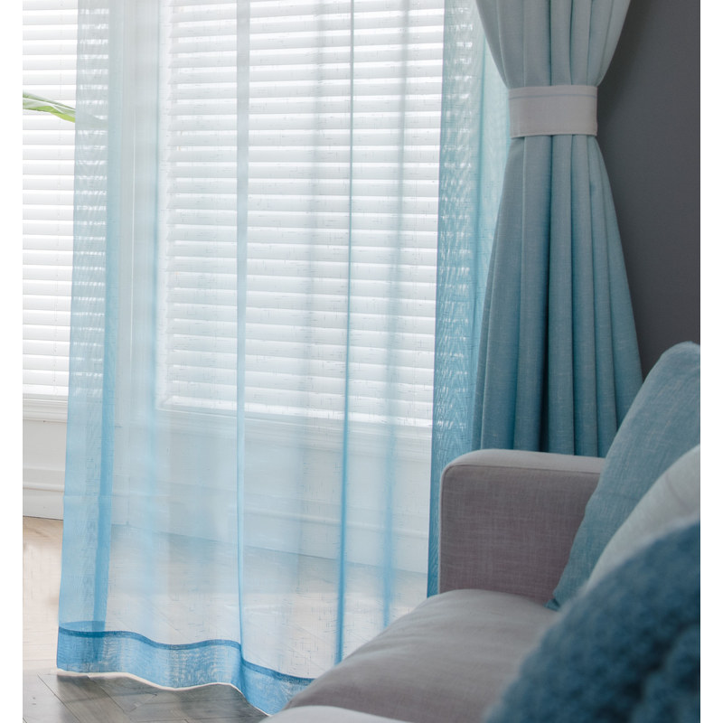 The Perfect Blend Textured Ombre Turquoise Blue Sheer Curtain