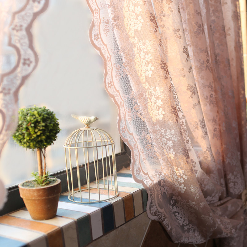 Posey Pastel Pink Lace Net Curtains