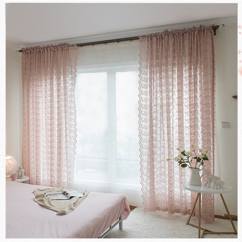 Posey Pastel Pink Lace Net Curtains