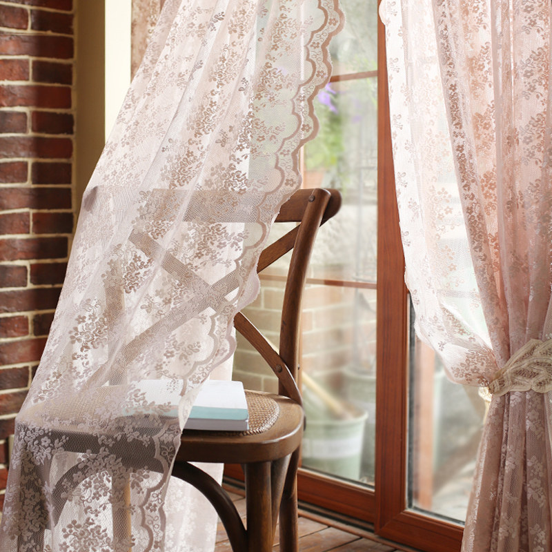 Posey Pastel Pink Lace Net Curtains