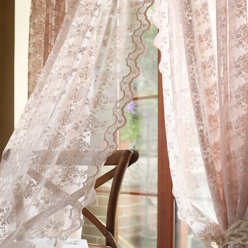 Posey Pastel Pink Lace Net Curtains