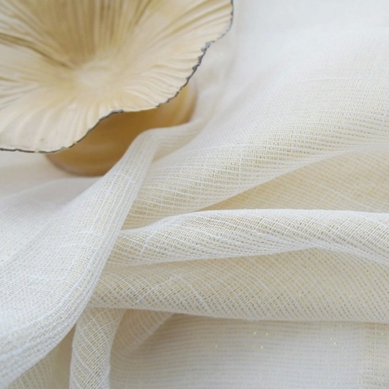 Subtle Gold Textured Sheen Cream Sheer Curtain