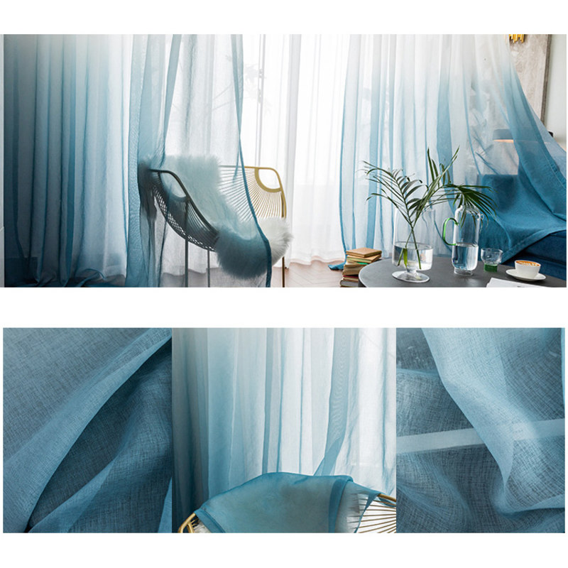 The Perfect Blend Ombre Pacific Blue Sheer Curtain | Voila Voile®
