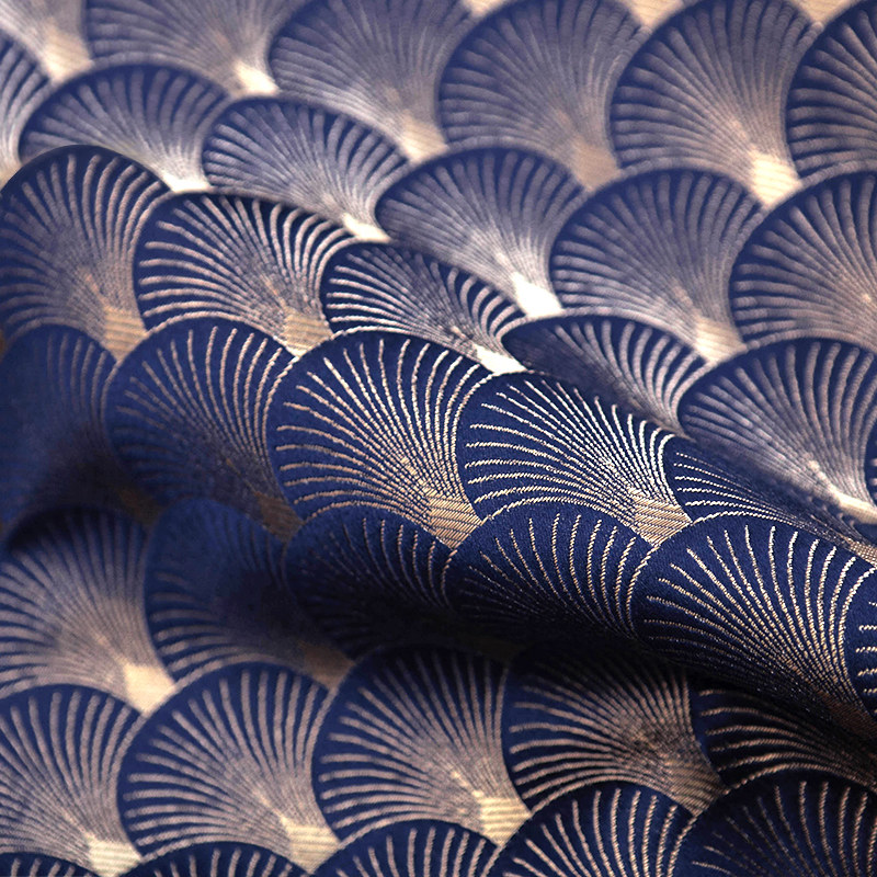 The Roaring Twenties Luxury Art Deco Shell Pattern Navy Blue & Gold ...