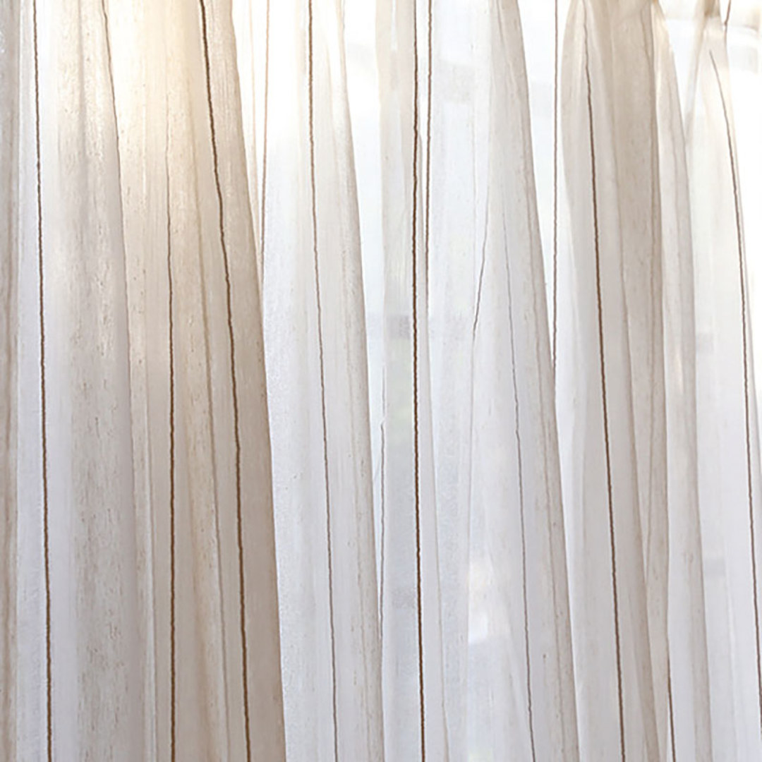 French Vintage Textured Striped Linen Sheer Curtain