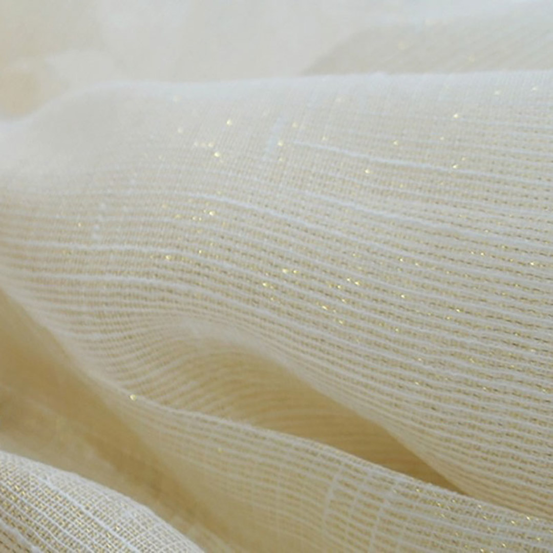 Subtle Gold Textured Sheen Cream Sheer Curtain