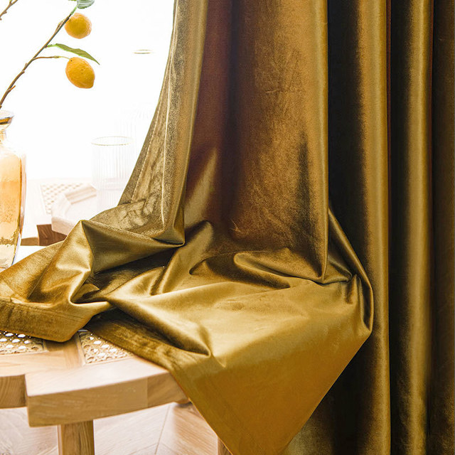 Luxury Metallic Gold Velvet Curtain Drapes