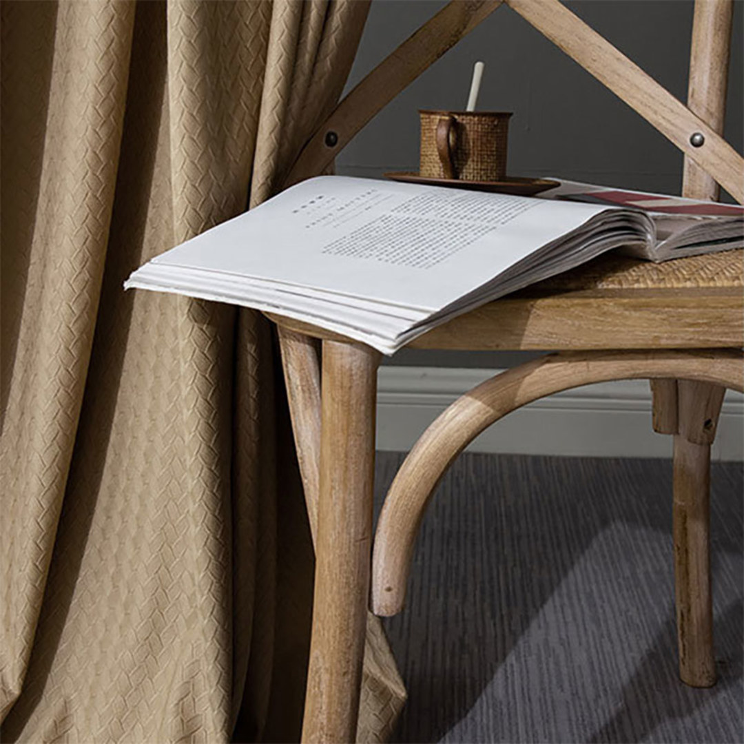 Scandinavian Basketweave Mocha Light Brown Embossed Velvet Blackout ...