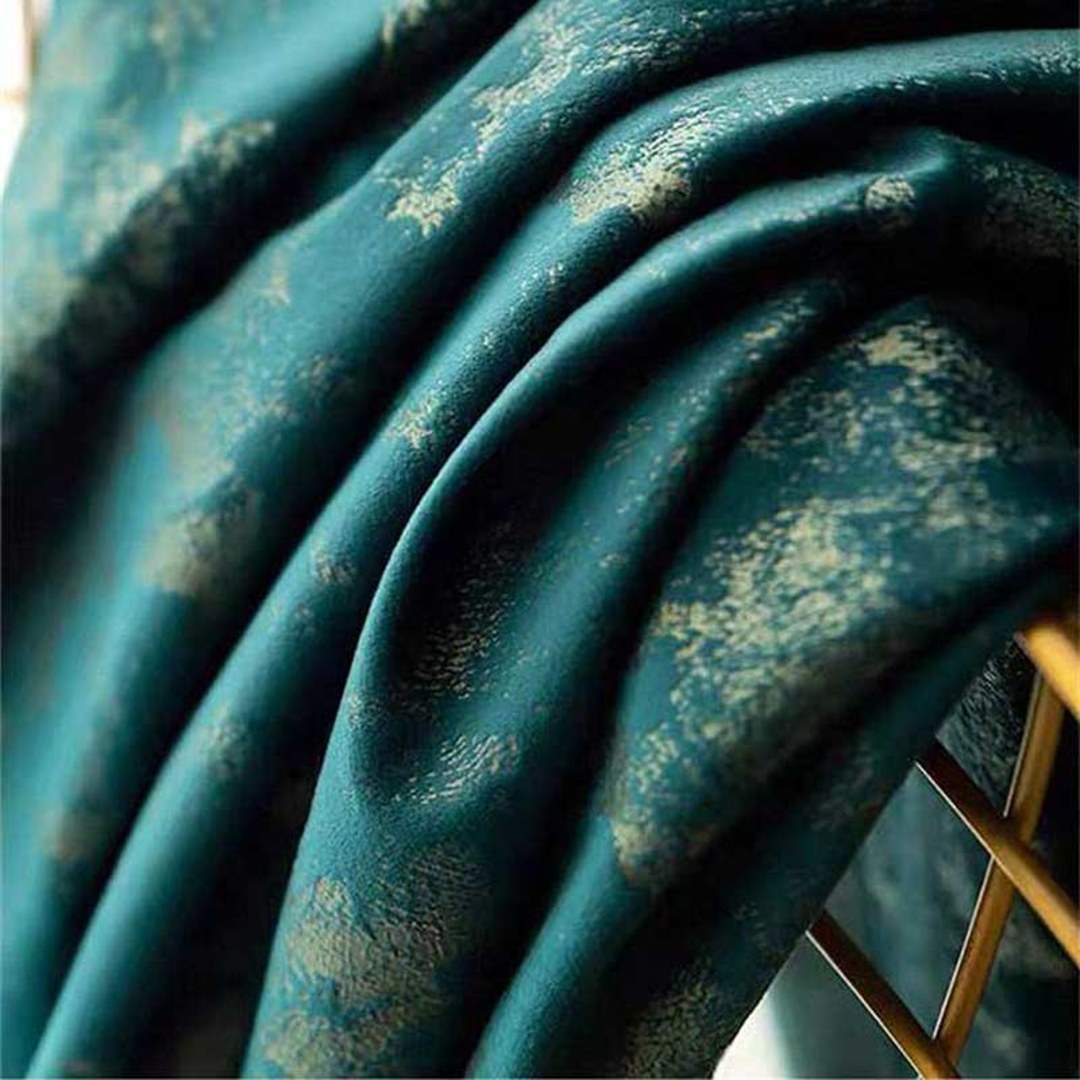 Simply Shine Dark Green Metallic Gold Textured Velvet Curtain Drapes