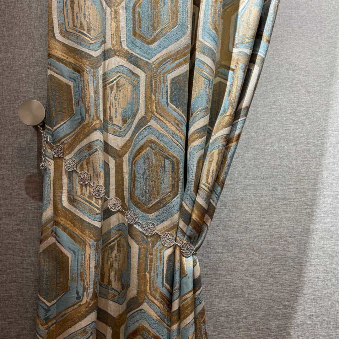 Honeycomb Luxury Jacquard Hexagon Geometric Turquoise Blue & Metallic ...