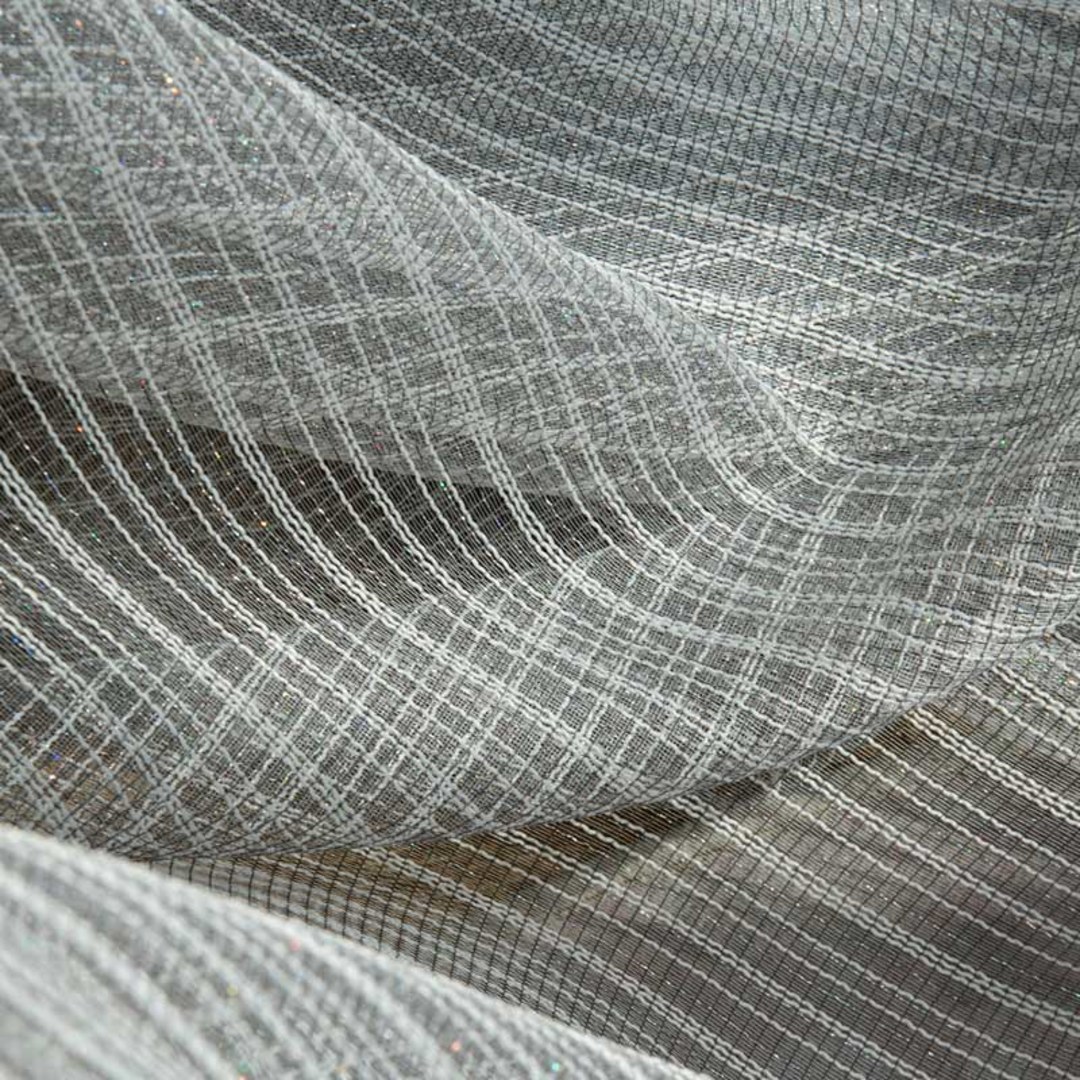 Moonlight Ash Gray Glittering Striped Mesh Net Curtain