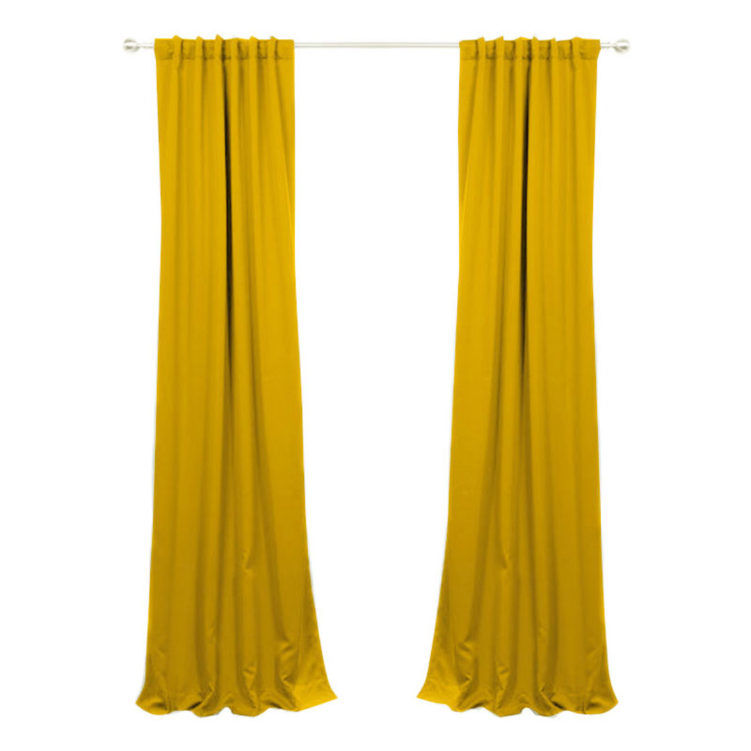 Lustrous Mustard Yellow Silky Satin Curtain