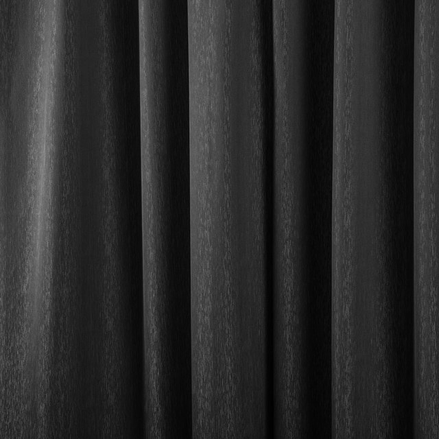 Silk Waterfall Subtle Textured Striped Shimmering Charcoal Black Curtain