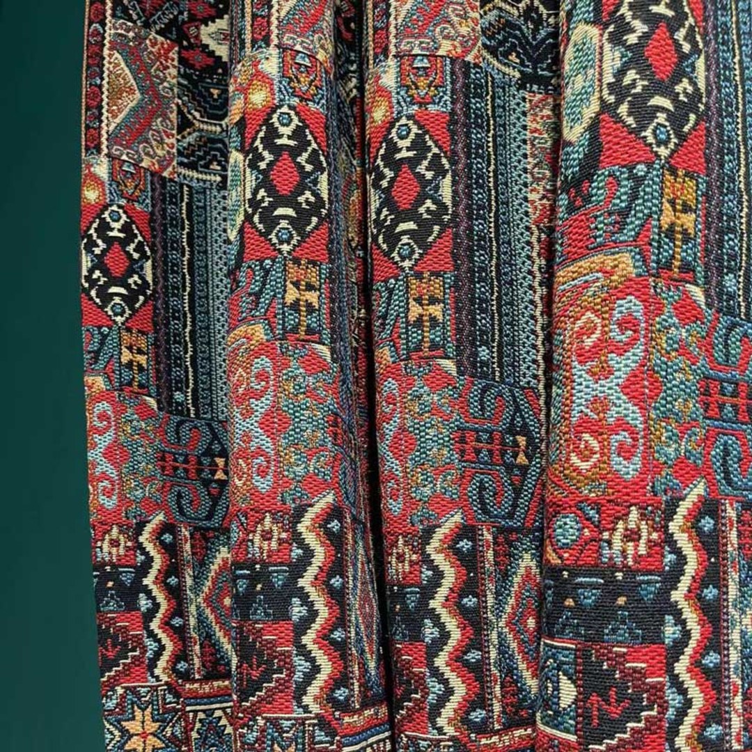 BOHO Rhapsody Multi Color Red Geometric Curtain