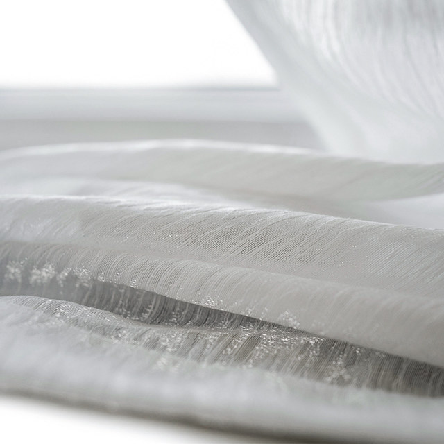 Winds in Willow Ivory White Shimmering Crinkle Crushed Sheer Curtain