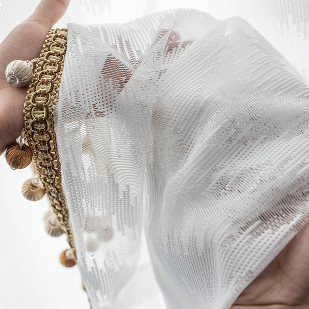 Bohemian Chic Zigzag Ivory White Sheer Curtain