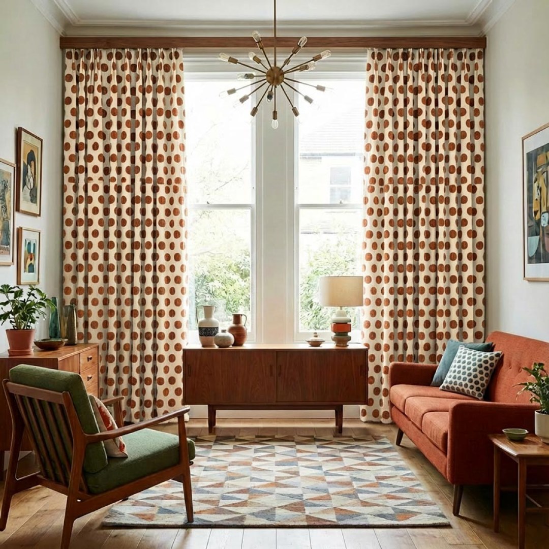 Dottie Delight Mid Century Modern Terracotta Orange Polka Dot Chenille ...